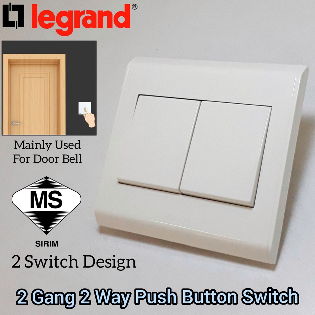 Legrand 2 Gang 2 Way Belanko Dual Push Button Switch For Both Door Bell ...