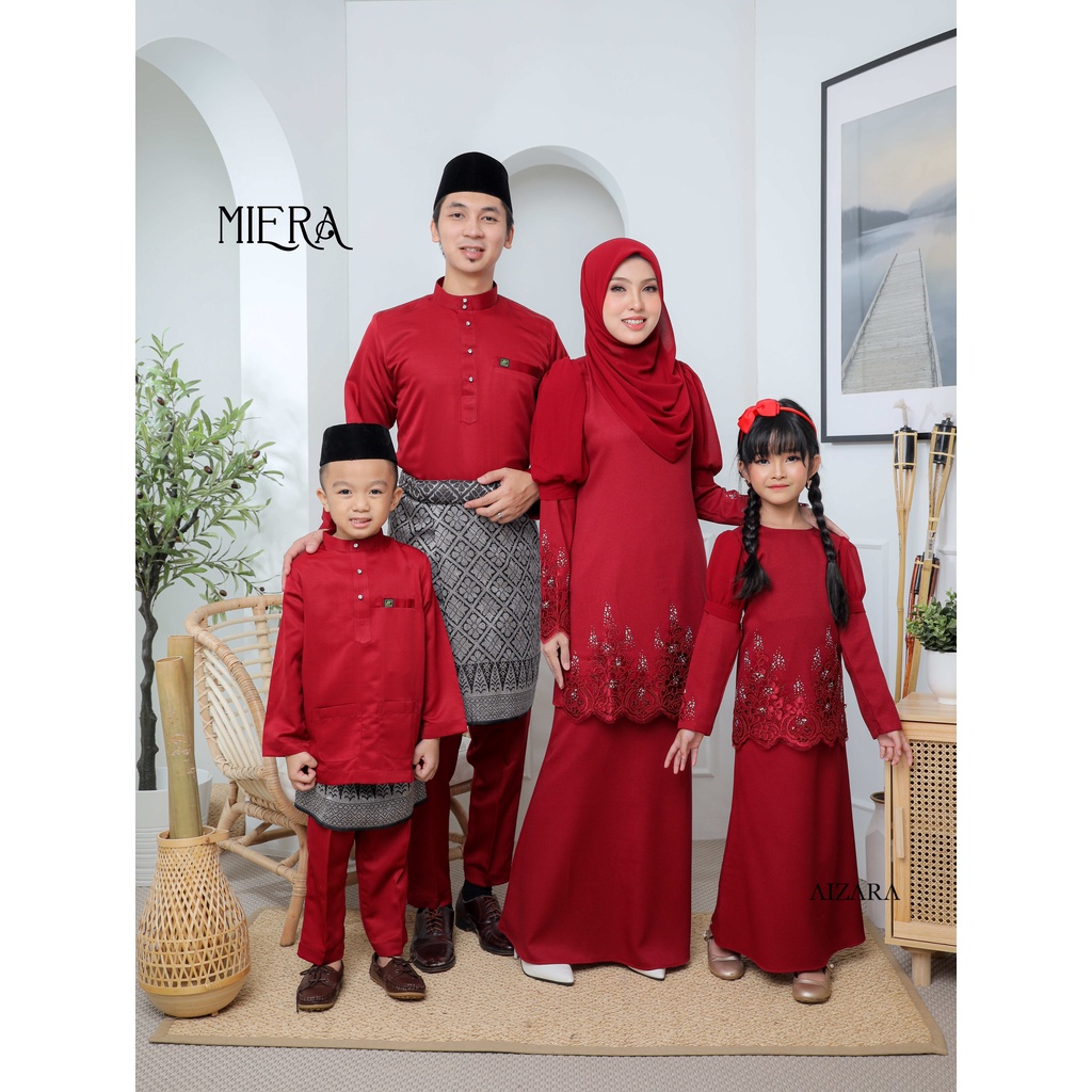 Set Raya Set Family Warna Maroon Baju Kurung Moden Miera Baju Raya ...