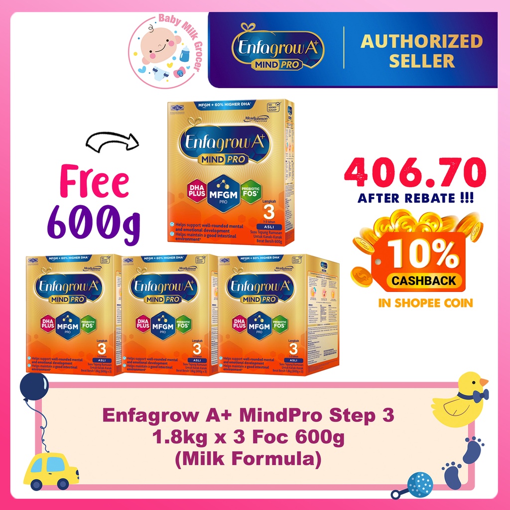Enfagrow A+ MindPro Step 3 Original -1.8kg x 3 Foc 600g (Milk Formula ...