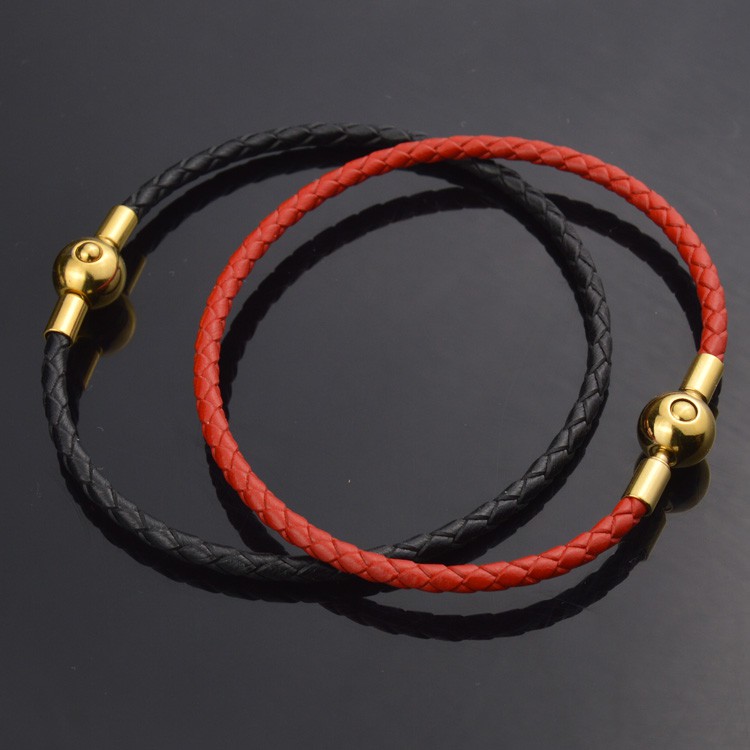 Wearable Beads Cowhide Hand Rope Leather Rope Bracelet 3mm Benming Year ...