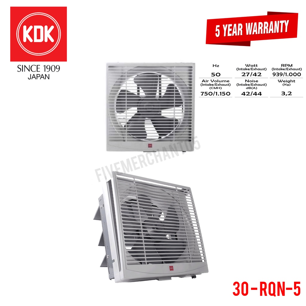 Exhaust Fan KDK 30 RQN 5 12" Wall Fan KDK Wall KDK 30RQN Hexos Wall ...