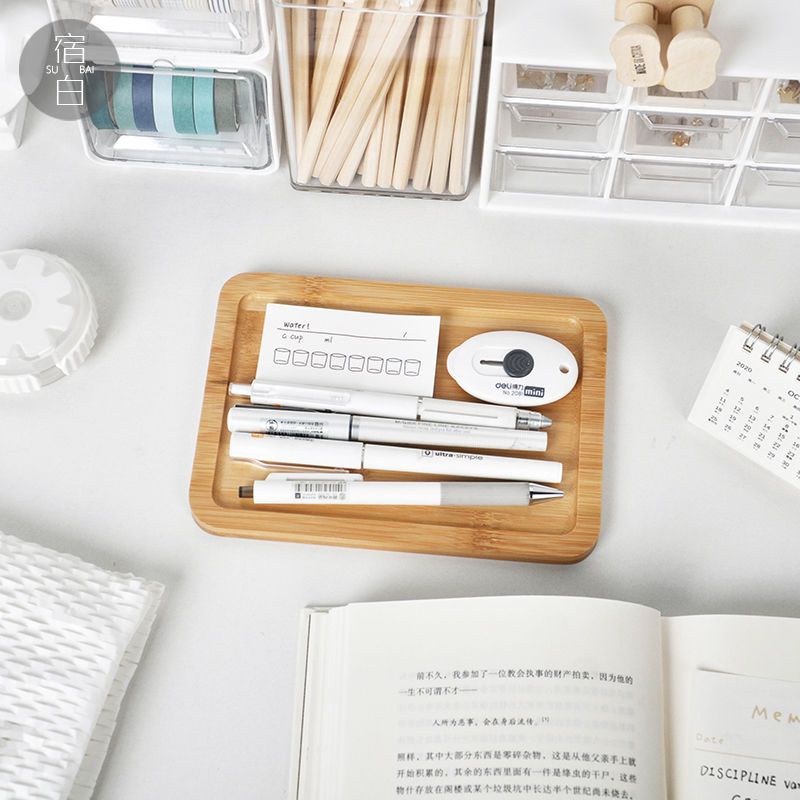 MUJI Style Wooden Storage Tray Student Stationery Storage Box Simple ...