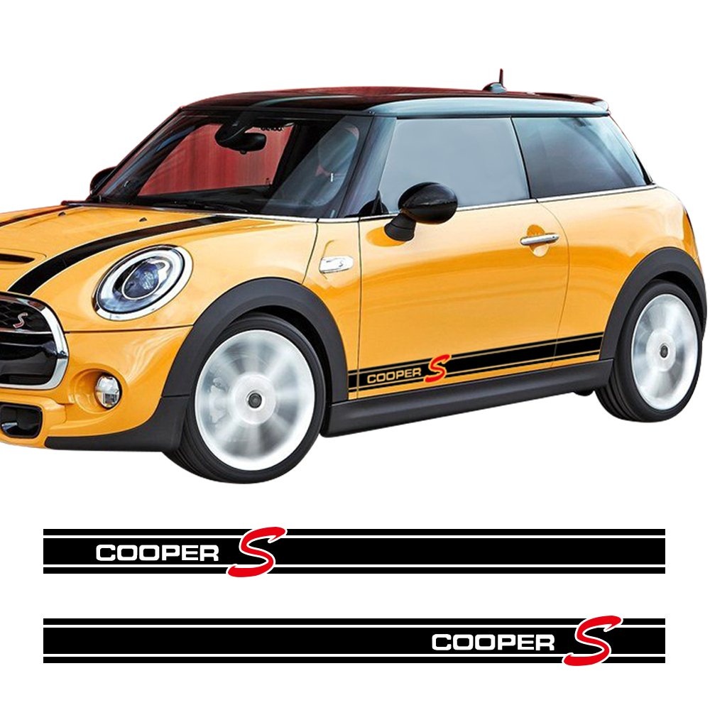 1Set 2Pieces Side Skirt Coopers Graphics Racing Stripes Decal Stickers ...