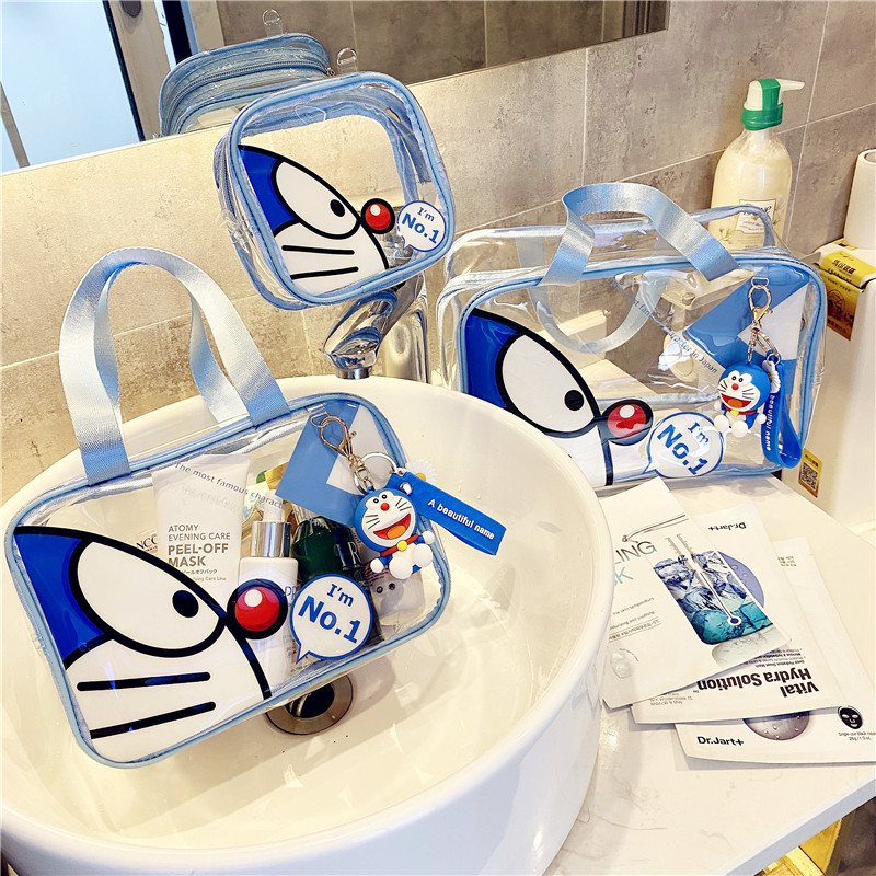 Cute Doraemon PVC Transparent Women Makeup Bags Clear Students Small ...