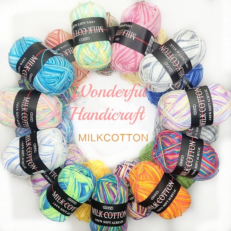 Benang Kait Berwarna Campur Milk Cotton 3 ply Mix Color Yarn Rainbow ...