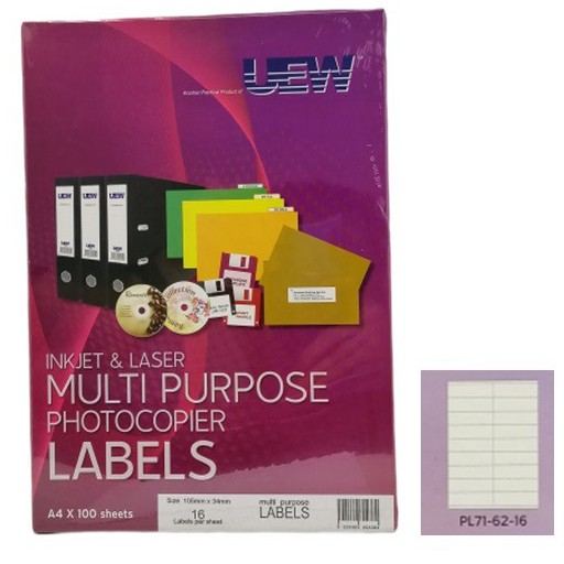 UEW Laser Label 105x34mm 16-up 100pcs PL7162 | Shopee Malaysia