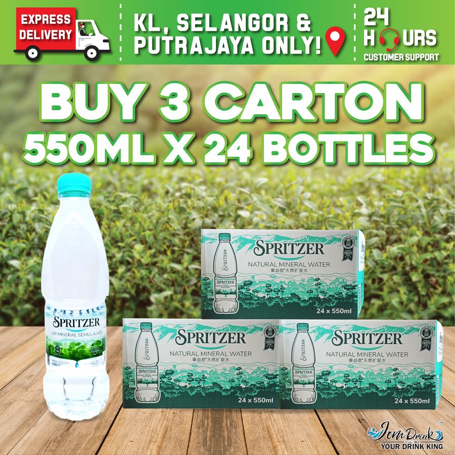 BUNDLE OF 3 CARTONS : SPRITZER MINERAL WATER 550ML x 24 BOTTLES | Shopee Malaysia