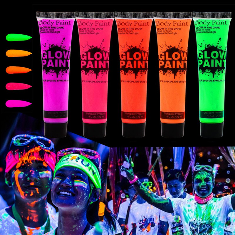 Body Paint Glow Fluorescent Glow Party Festival Makeup UV Neon Face ...