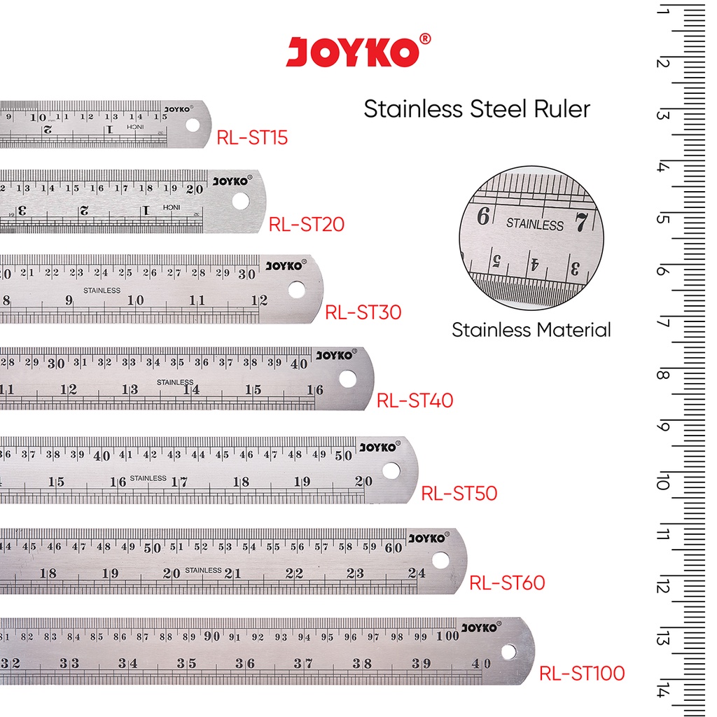 Joyko Stainless Steel Ruler Iron Ruler | Shopee Malaysia