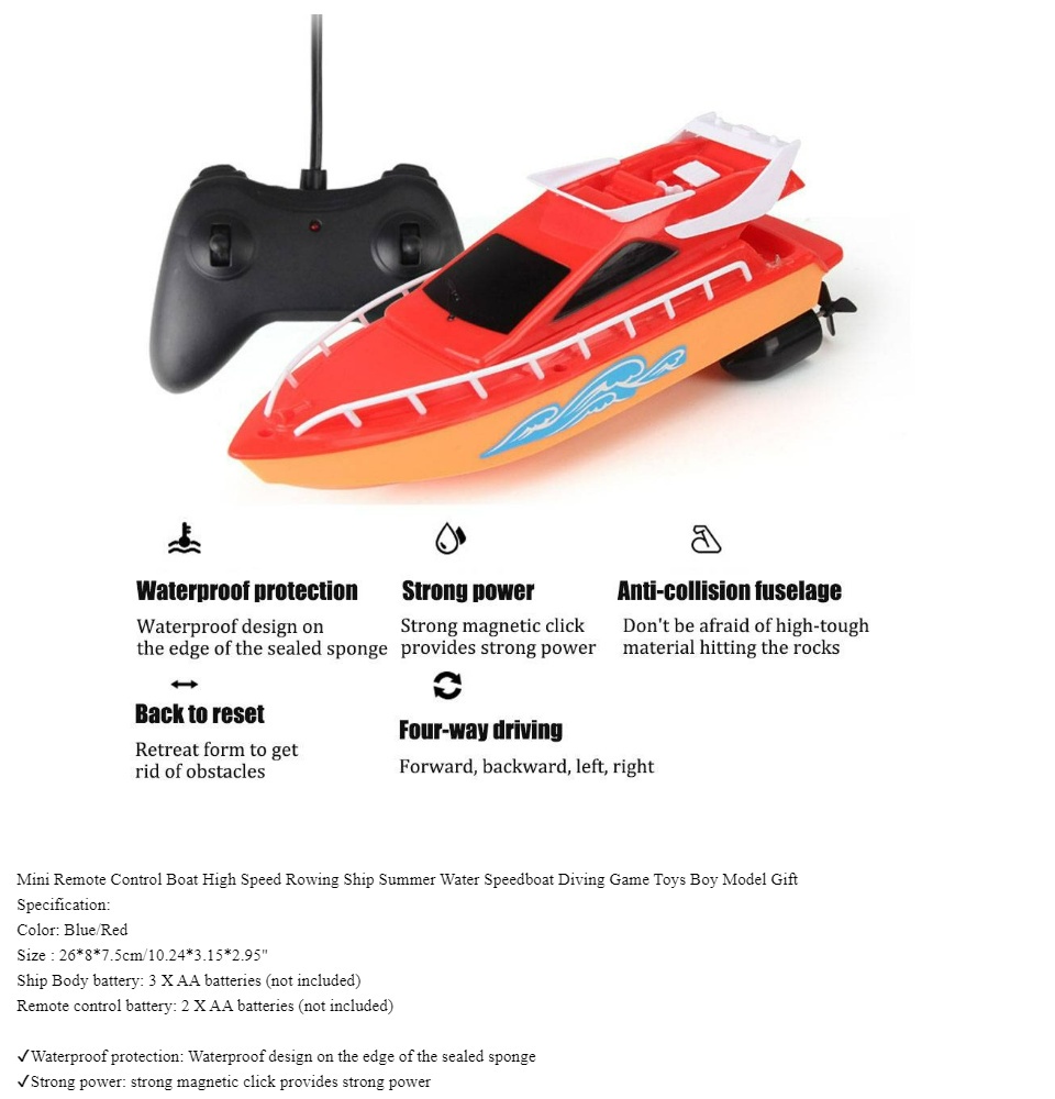 Remote Control Boat High Speed Rowing Ship Summer Water Speedboat Toy ...