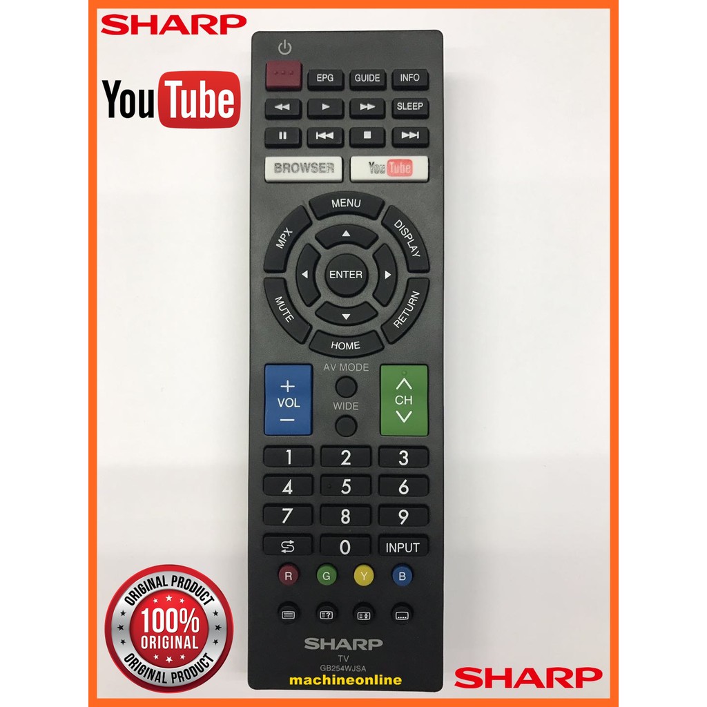 SHARP Browser / YouTube TV LED Remote Control 100% Original ( Stock ...