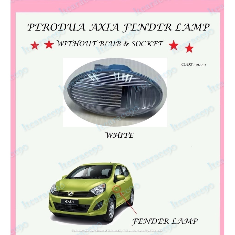 PERODUA AXIA SIDE SIGNAL LAMP FENDER LAMP - WHITE (1PCS) | Shopee Malaysia