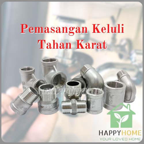 1/2" Dan 3/4" SUS304 Paip Keluli Tahan Karat Soket Tee Tee Siku M&F ...