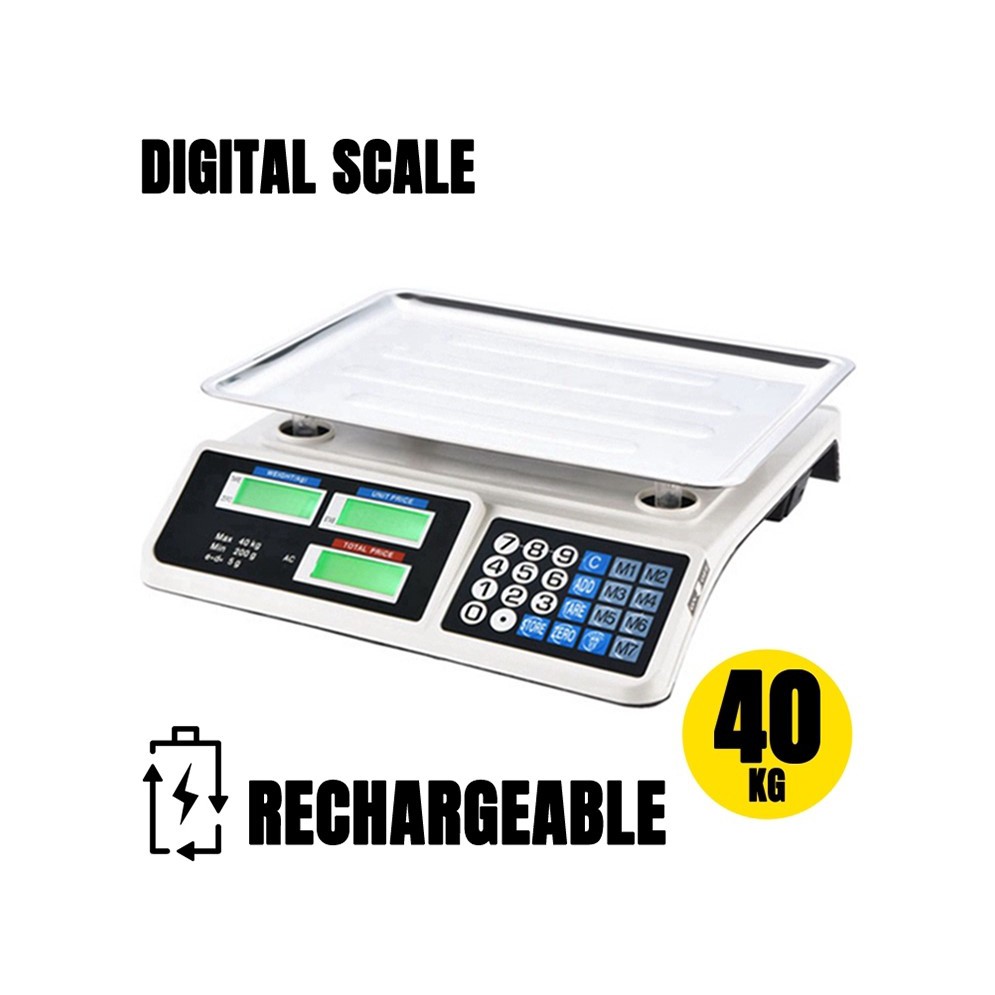 Electronic Digital 40kg Rechargeable Commercial Scale Price Computing ...