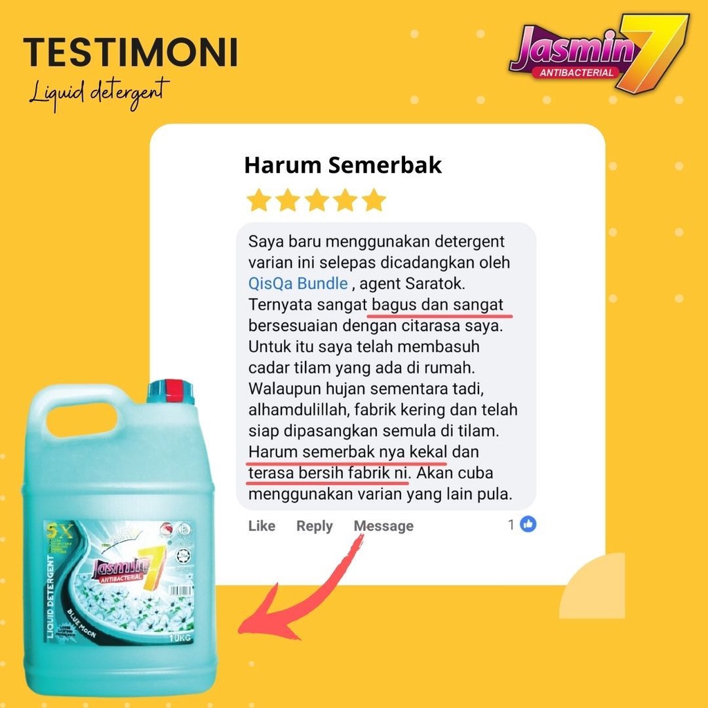 🌸 Jasmin7 Sabun Basuh Antibacterial Softener (5 in 1) Laundry Detergent Dobi 10L Jasmin 7 ...