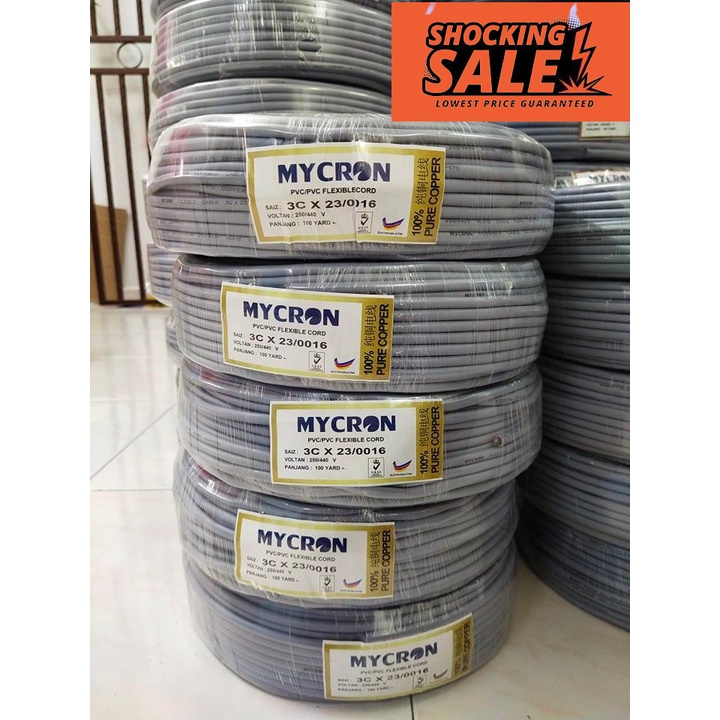 ⚡️SHOCKING SALE⚡️ SIRIM APPROVED 100% BUATAN MALAYSIA 3C x 23/0016 MYCRON FULL COPPER PVC ...