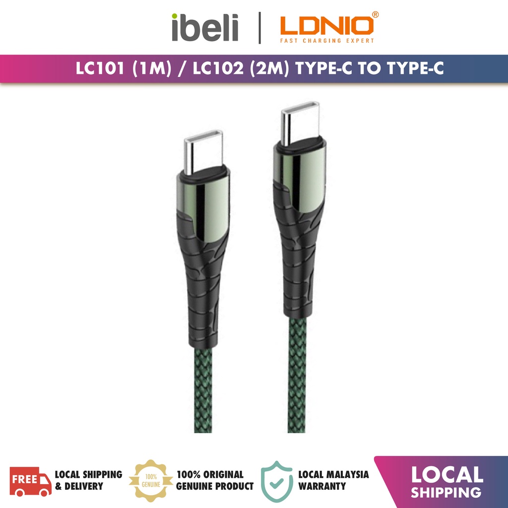 LDNIO LC101 1M / LC102 2M 60W Type-C to Type-C PD Cable Fast Charging Data Cable | Shopee Malaysia
