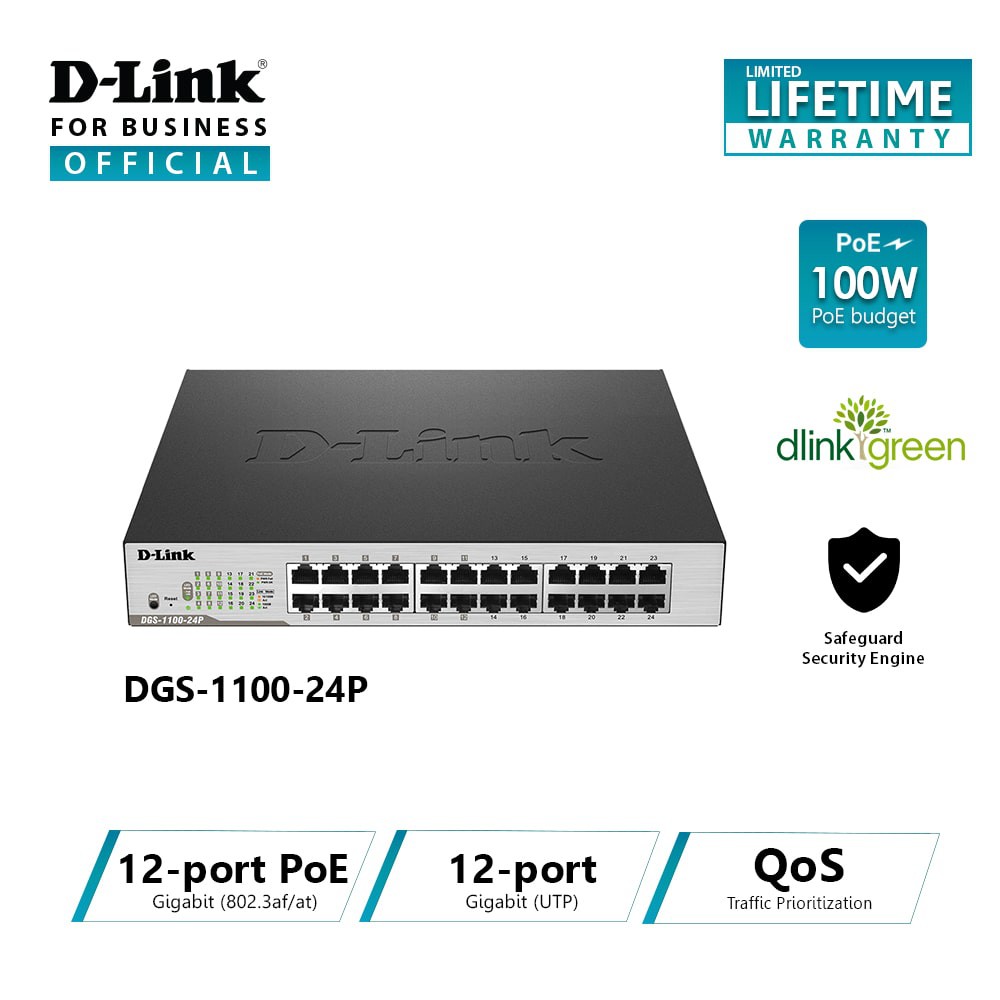 D-Link 24-Port PoE Gigabit Smart Managed Switch DGS-1100-24P | Shopee ...