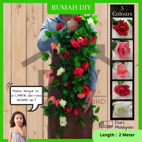 RUMAHDIY Bunga Ros Vine decoration, artificial leaves rose flower ...