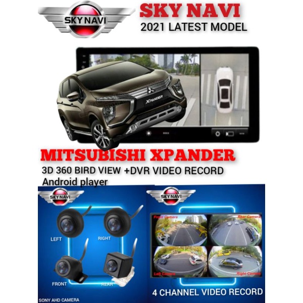 MITSUBISHI XPANDER 2017-2021 SKY NAVI 3D 360 BIRD VIEW + DVR RECORDER ...
