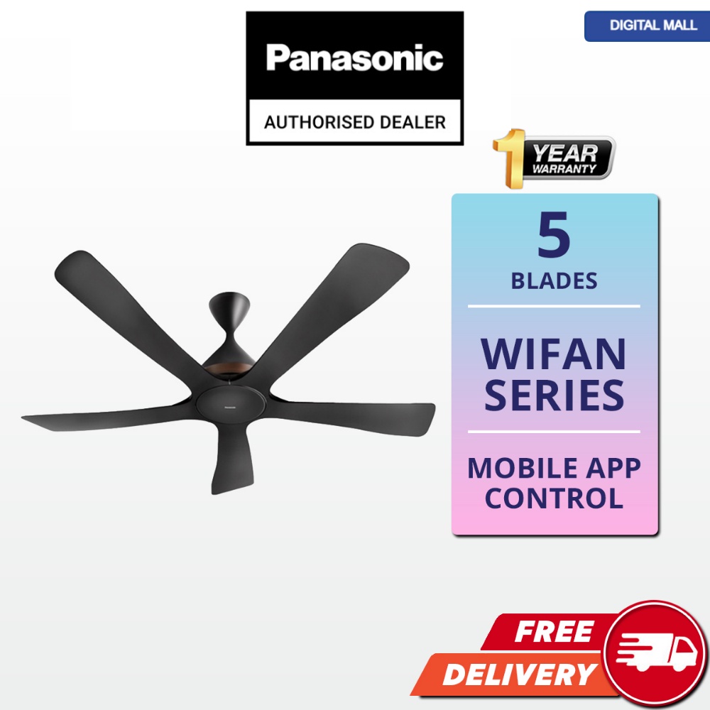 PANASONIC Ceiling Fan WIFI 5 Blade (60") F-M15ECVBKSH Mobile App ...