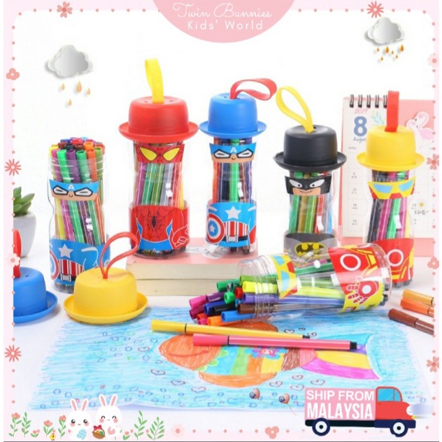 TB Kids Superhero Colour Pen Set(12pcs) Paint Pens Washable Colour ...