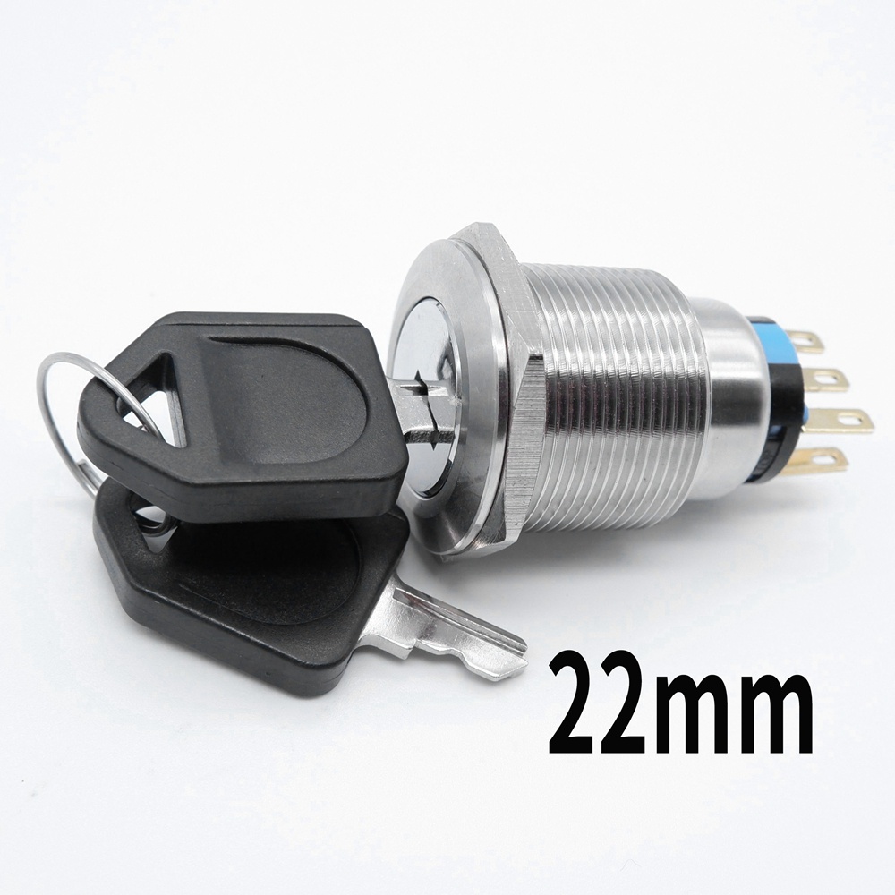 16mm 19mm 22mm Metal Rotary Key Switch ON OFF 2/3 Position Waterproof ...