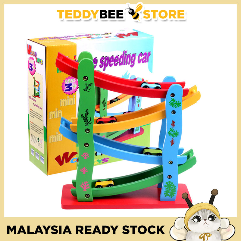 4 Tracks Ladder Gliding Car Wooden Toy Baby Early Learning Europe Kids ...