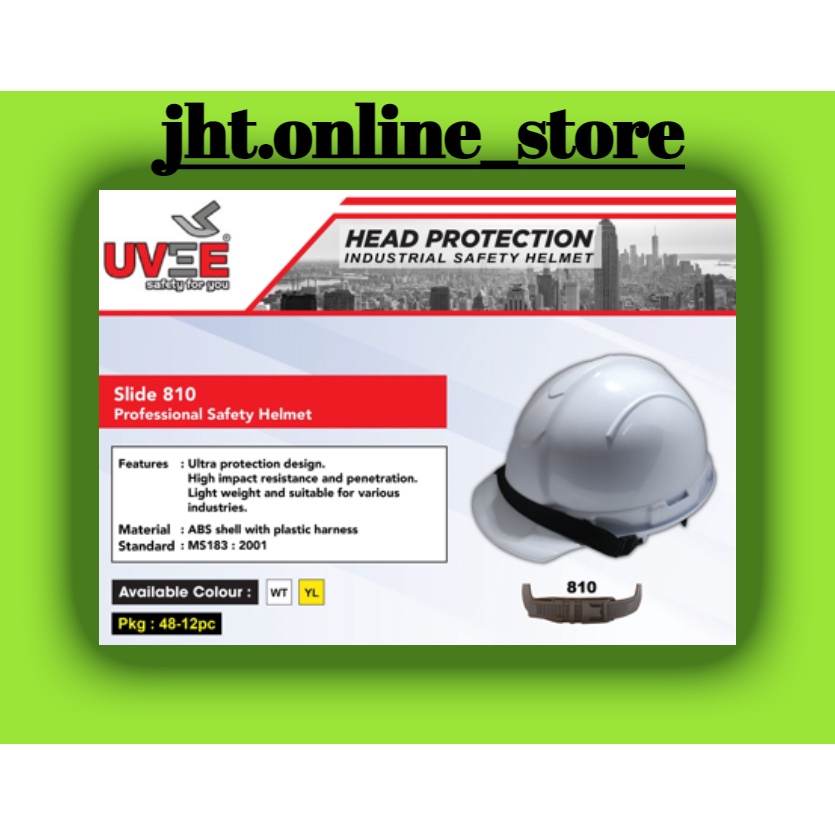 UVEE 810 Industrial Safety Helmet With Slide Lock ( Without SIRIM) (S ...