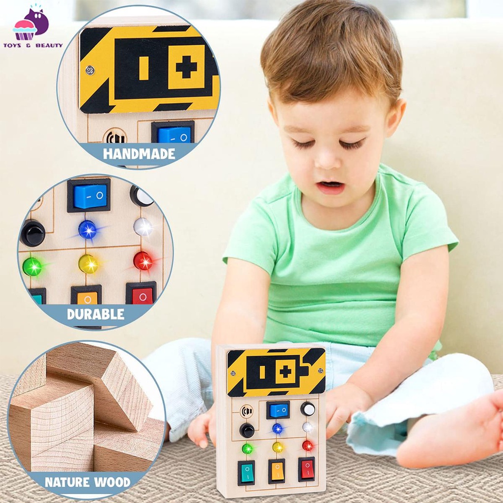 [Hot Sale]Montessori Busy Board Wooden LED Light Switch Busy Board Toy ...