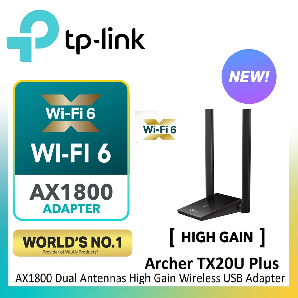 TP-Link TX20U Plus / TX20U AX1800 (2.4Ghz+5Ghz) WIFI 6 DUAL-BAND Dual ...