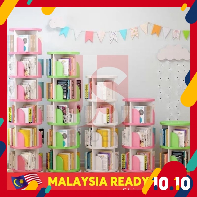 360 Rotating Revolving turning bookshelf book rack space saver book ...