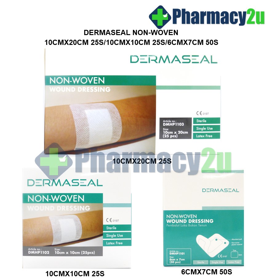 DERMASEAL NON-WOVEN WOUND DRESSING 6CMX7CM 50PCSS/10CMX10CM 25PCS ...