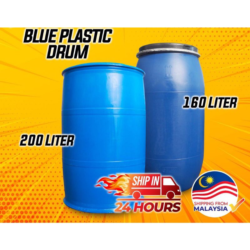 Blue Plastic Drum 200L New | Shopee Malaysia