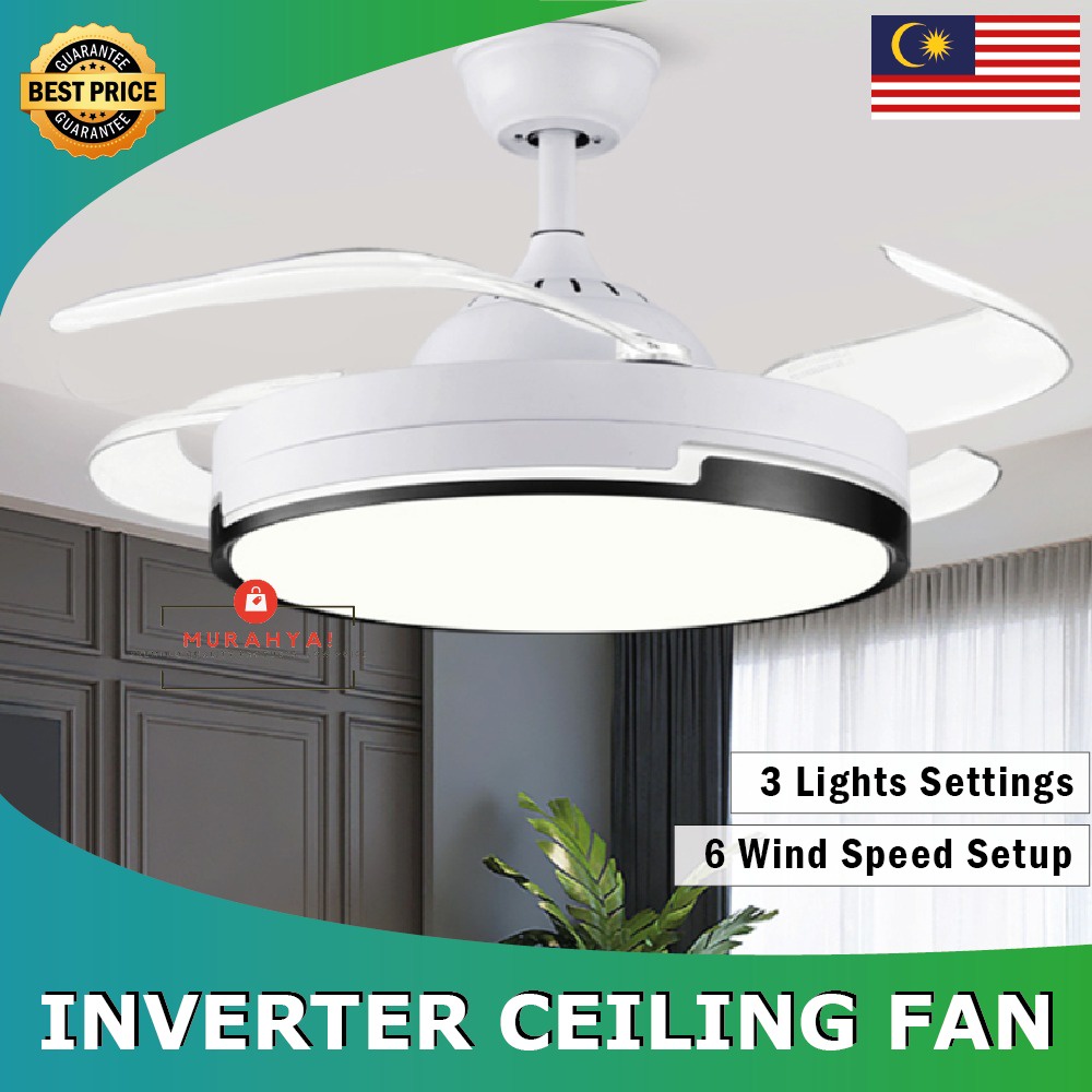 Ceiling fan with light Kipas siling lampu 3 color LED lamp Smart app ...