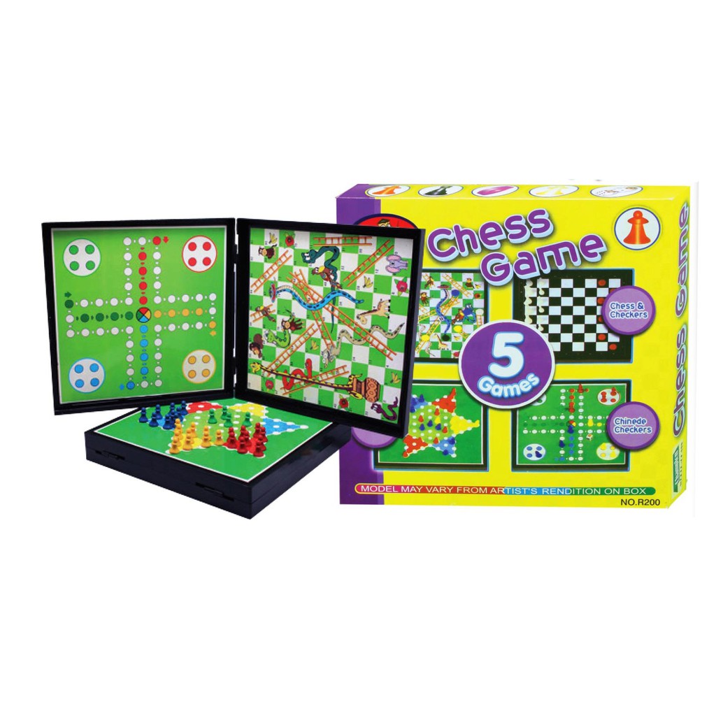 '5 in 1' Chess Game Set (Ready Stock) - Snake & Ladder Ludo Flying Chess Chess Checkers Small ...