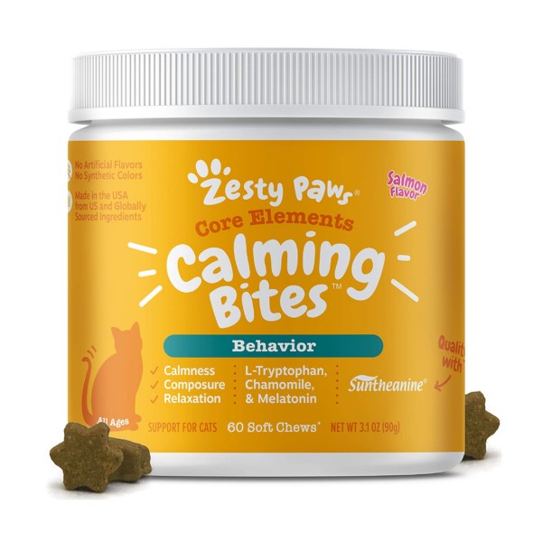 Zesty Paws, Calming Bites, Behavior, For Cats, All Ages, Salmon, 60 ...