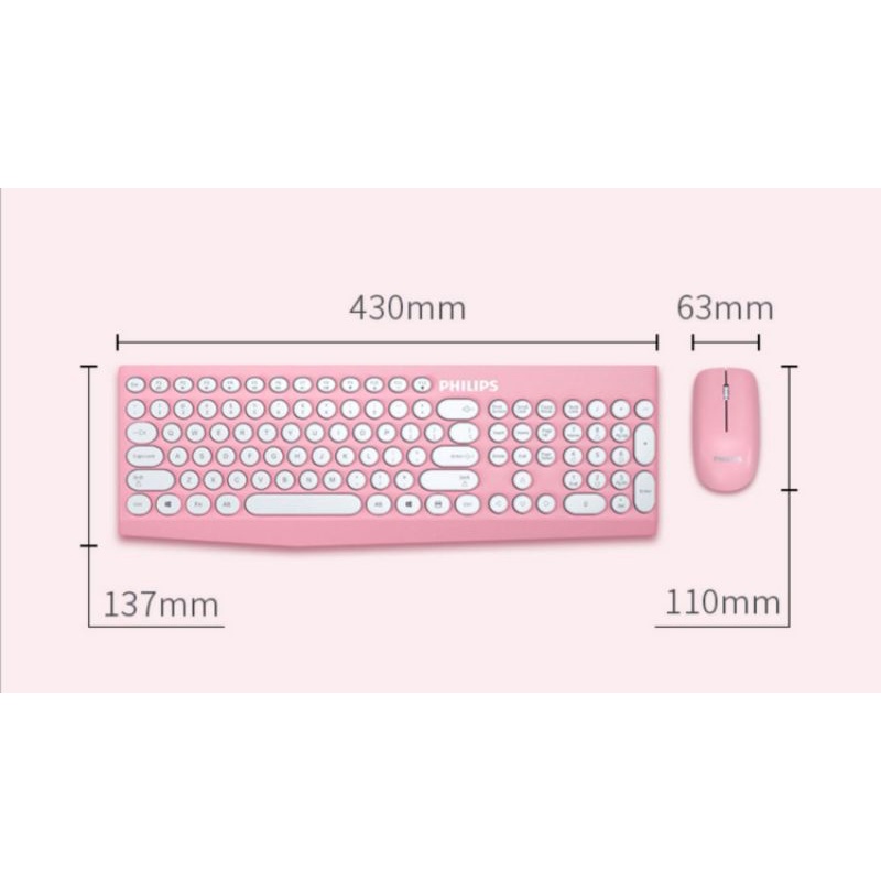 philips cute sweet pink wireless keyboard and mouse set | Shopee Malaysia