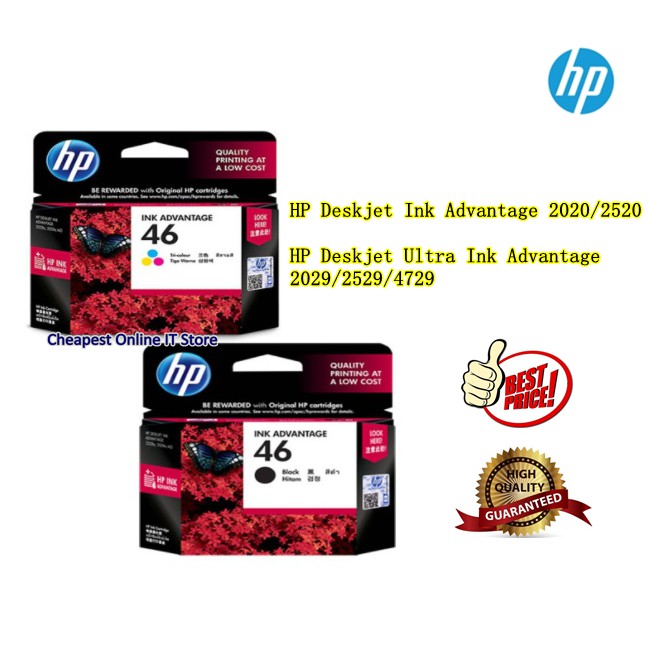 {ORIGINAL} HP 46 Black (CZ637AA)/ Color (CZ638AA) Ink Cartridge For HP ...