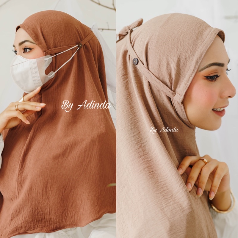 BY ADINDA Bergo Crinkle Connector Airflow Maryam Button Strap Hijab ...