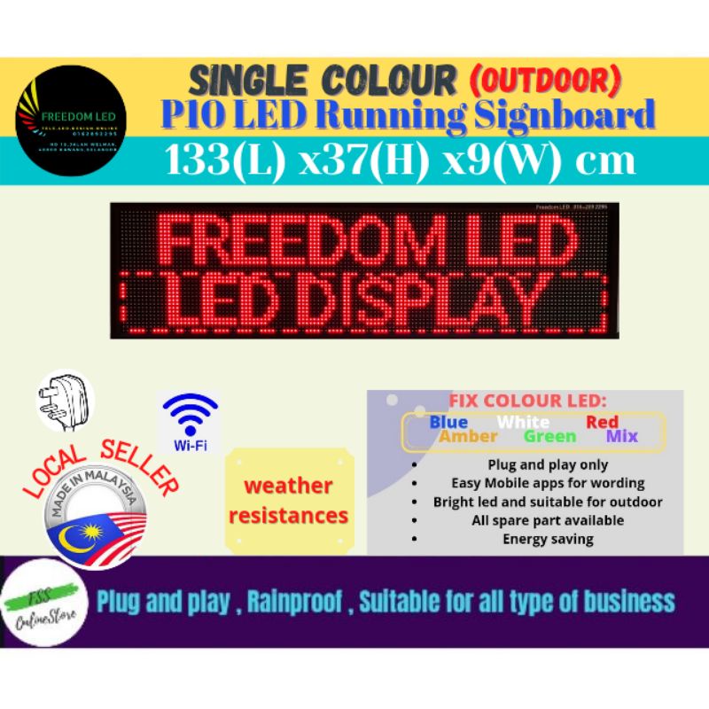 P10 LED DISPLAY SIGNBOARD / RUNNING BOARD(Outdoor) [133(L) CM × 37(H ...