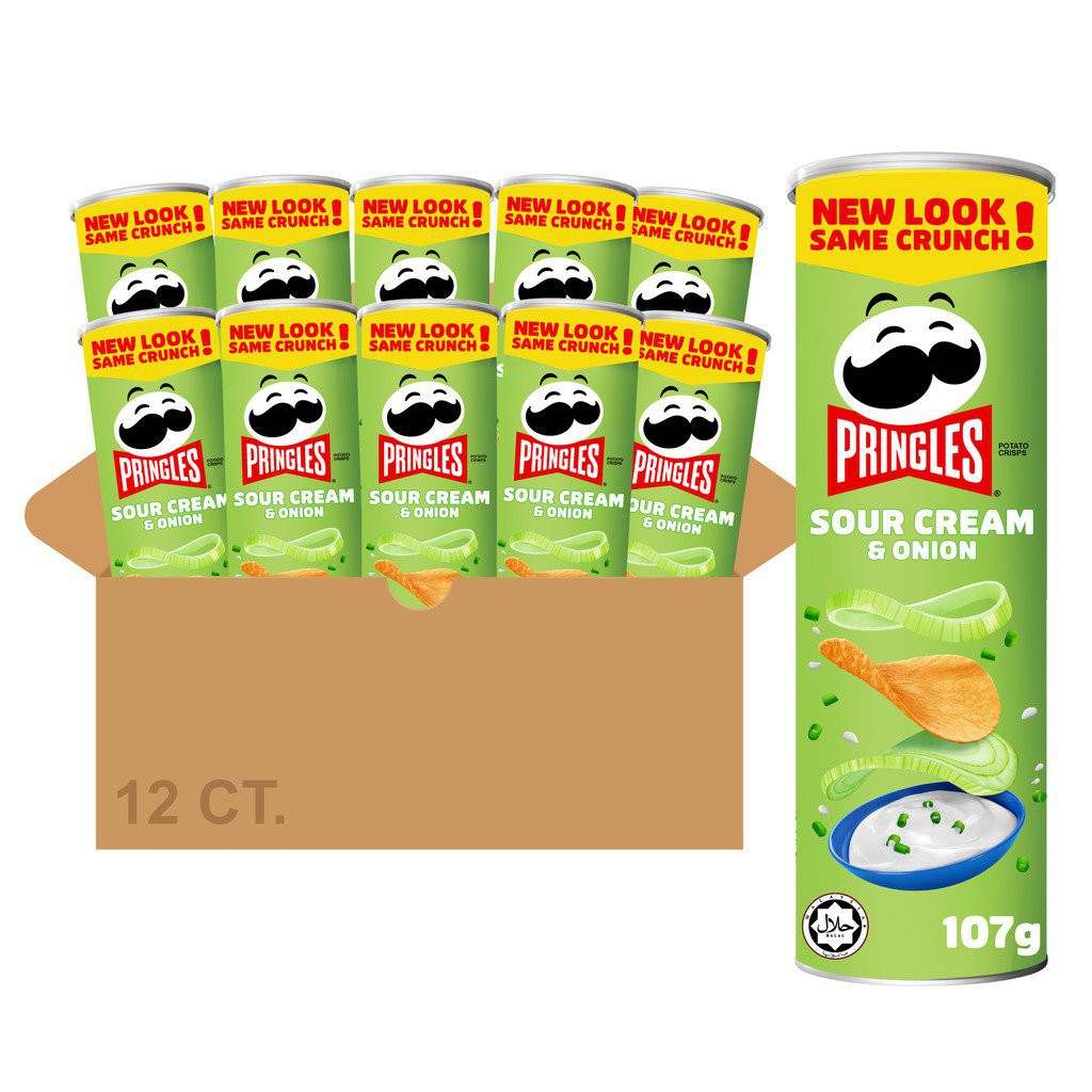 Pringles Potato Crisps Chips - Sour Cream & Onion 1 Carton (107g x 12) | Shopee Malaysia