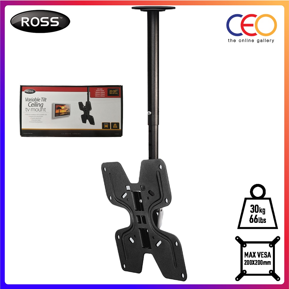 Ross TV Bracket Variable Tilt Ceiling 23-37 inch TV Mount Adjustable Height 58-94cm VESA 200x200 ...