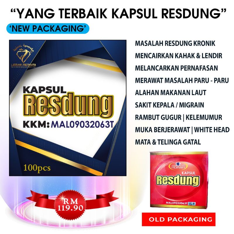 MATIKAN KUMAN RESDUNG dgn Kapsul Resdung Permata Hijrah (100 biji) NEW ...