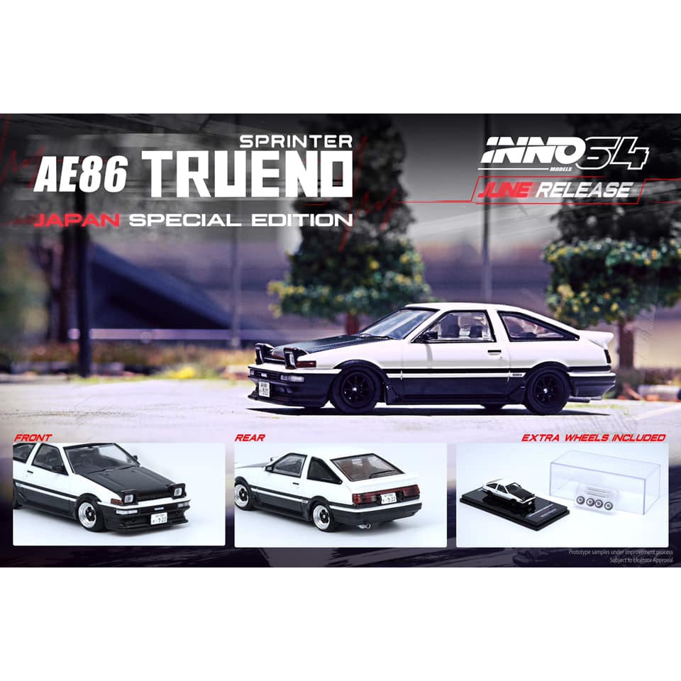 INNO64 1/64 Toyota Sprinter Trueno AE86 White Black With Extra Watanabe ...