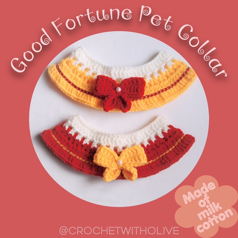TheOliveCrafts Handmade Good Fortune Pet Collar Ribbon Lunar Chinese ...
