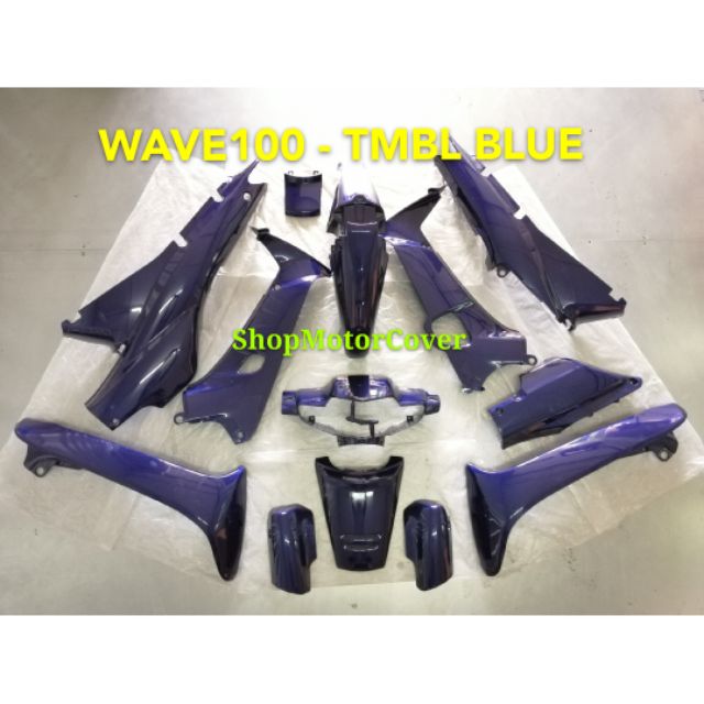HONDA WAVE100 W100 BODY COVER SET FULL TMBL BLUE WITH STICKER(HLD)MADE ...