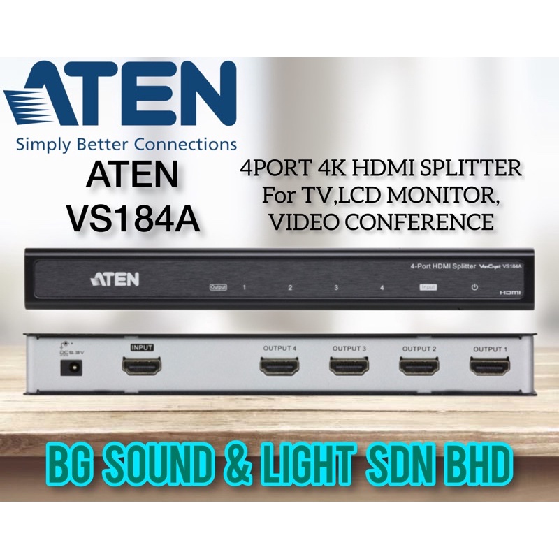 ATEN VS182A VS184A 2 / 4 PORT 4K HDMI SPLITTER [VS182A /VS184A] FOR TV ...
