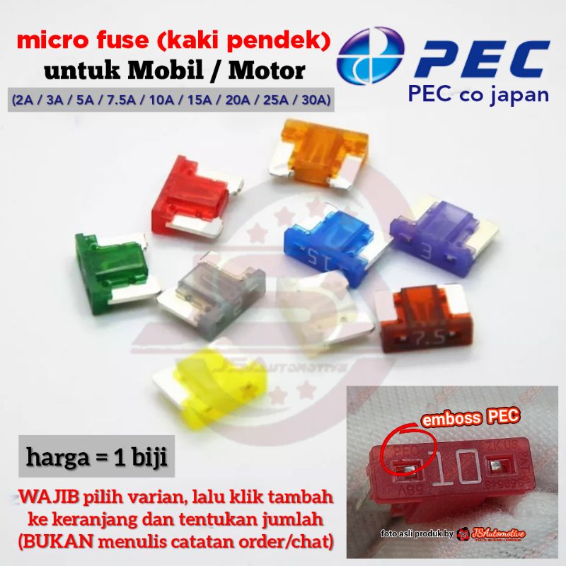Micro Fuse Blade PEC Japan Car/Motor (2A/3A/5A/7.5A/10A/15A/20A/25A/30A) | Shopee Malaysia