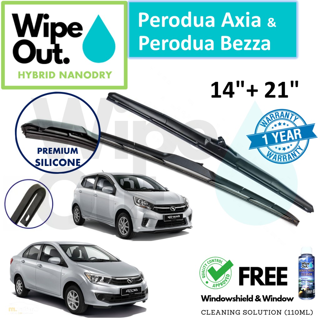 [PREMIUM] Perodua Axia / Bezza WipeOut HYBRID NANODRY SILICONE Wiper ...